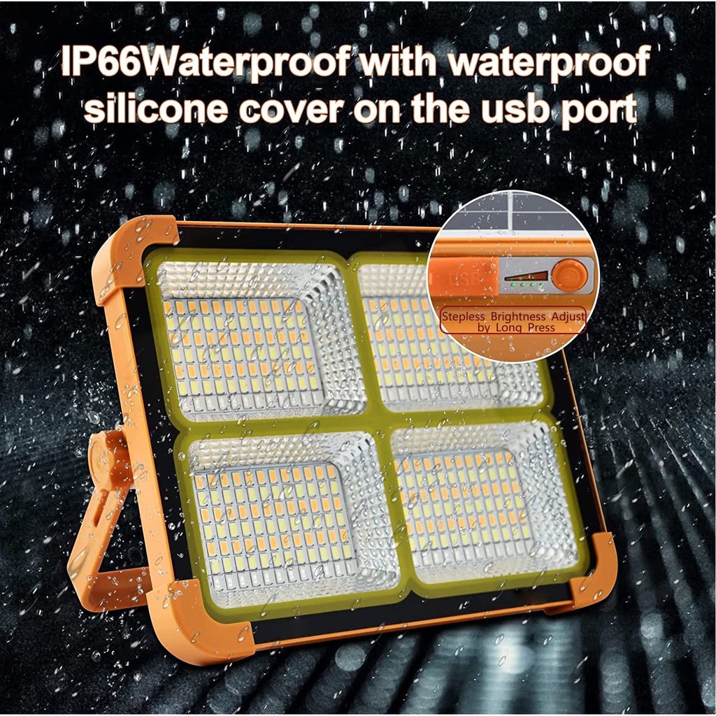 Portable LED Work Lamp 1000w Solar Working Light IP66 Waterproof Floor ...