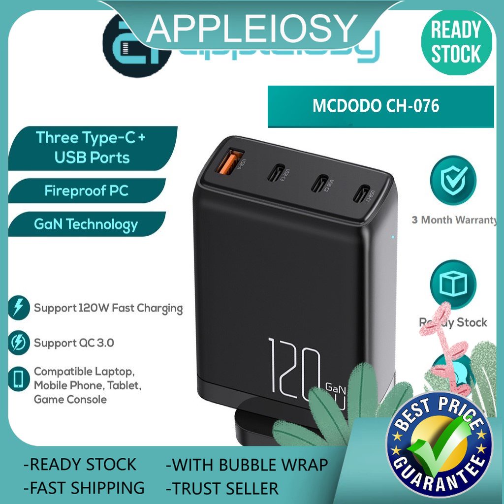 MCDODO CH-076 Convergence Series 120W GaN Fast Charger (UK Plug) | Shopee Malaysia