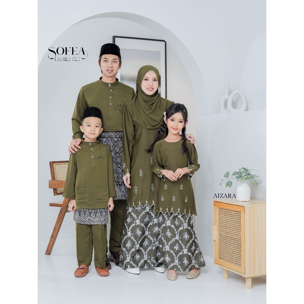 Set Family Olive Kurung Sofea Kurung Moden Baju Kurung Baju Raya ...
