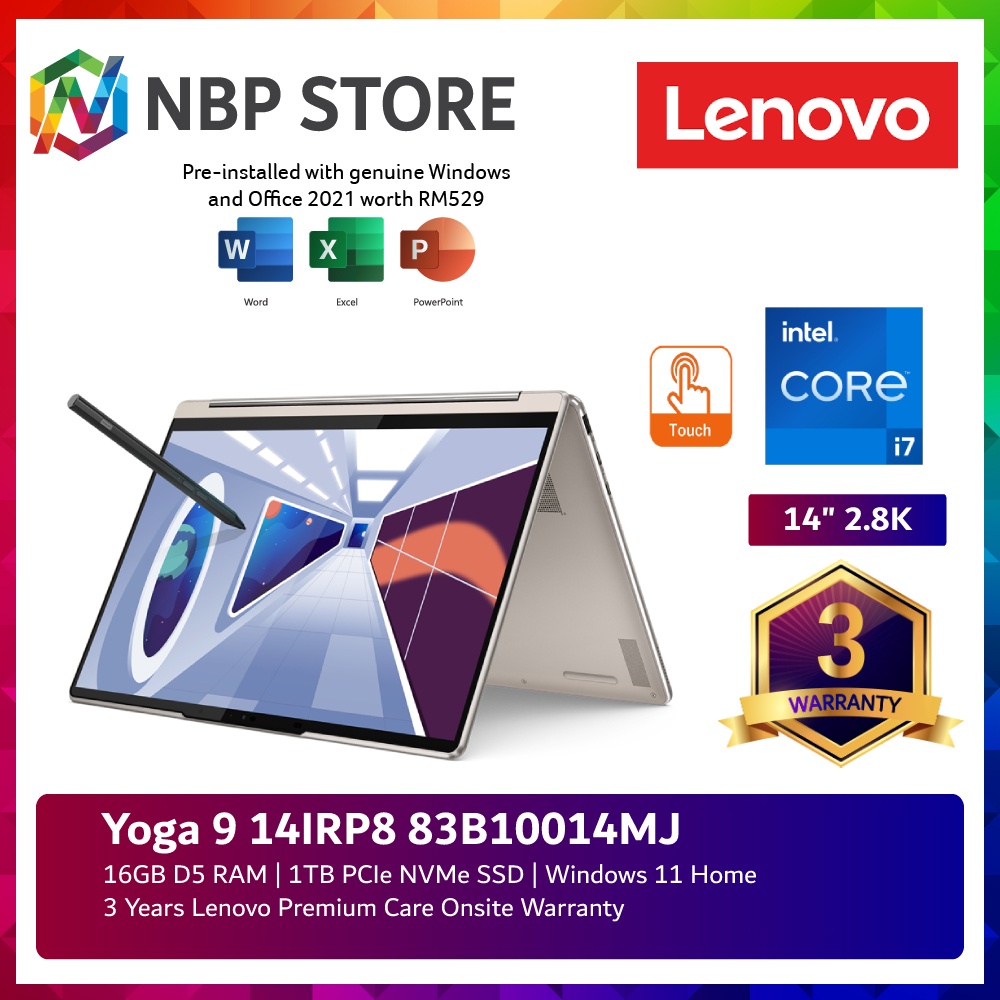 Lenovo Yoga 9 14IRP8 83B10014MJ 14'' 2.8K OLED Touch 2-in-1 Laptop ...