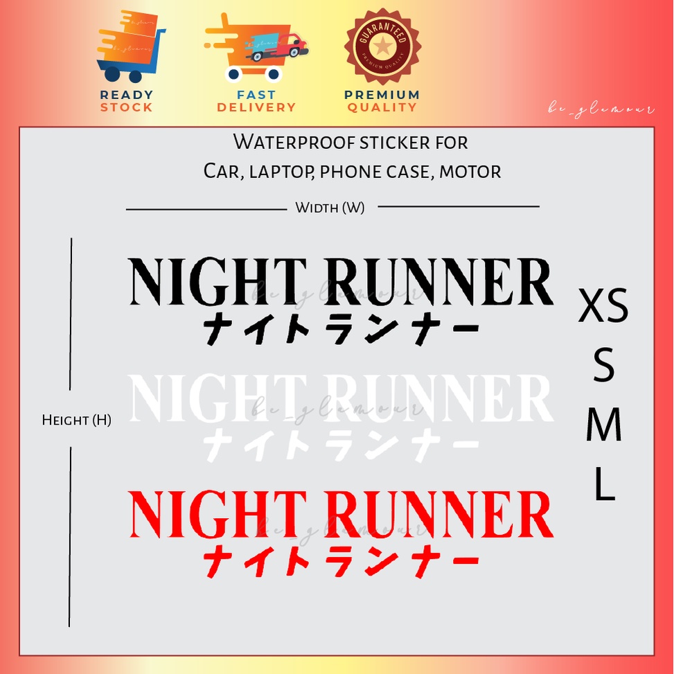 Nightrunner Sticker jdm japanese stiker kereta Reflective stiker racing ...