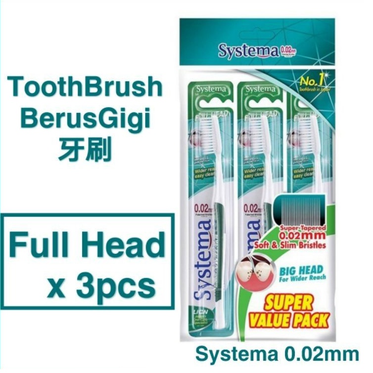 3pcs Systema Berus Gigi Toothbrush Full Head Essential Clean ...