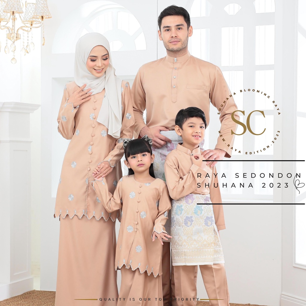 Baju Raya 2023 Sedondon Hana Suri Kebarung Baju Kurung Moden Set Family ...