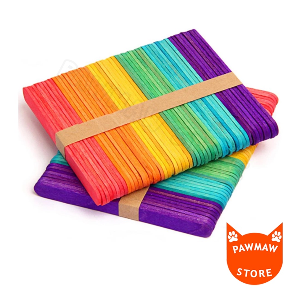 KAYU Colorful Wooden Ice Cream Sticks | Colored Ice Cream Stick (1 ...