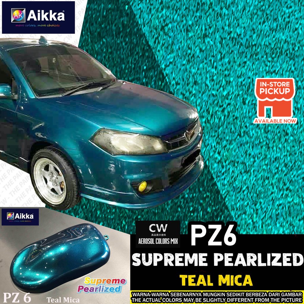 2K Paint 【 AIKKA PZ6 Teal Mica 】 SUPREME PEARLIZED Color Car Motor Paint DIY Aerosol Spray Cat ...