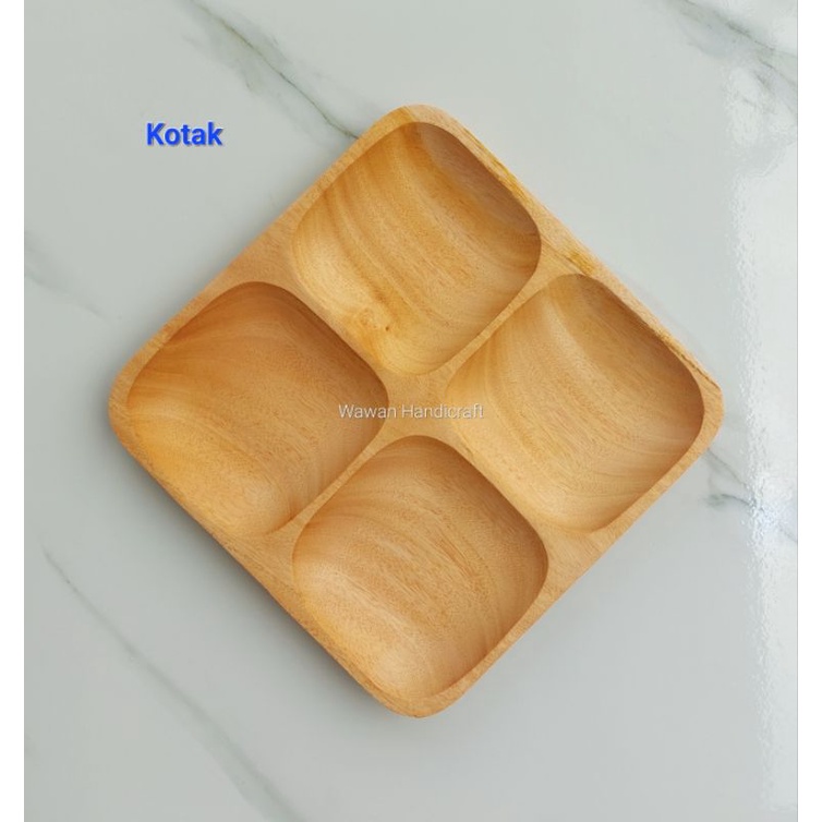 Wooden plate/4 partition plate/serving plate/children's dinner plate ...