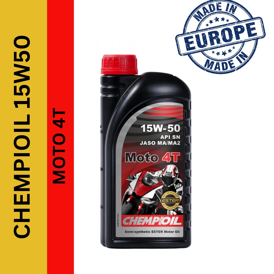 {MADE IN EURO} (CH9310-1) CHEMPIOIL MOTO 4T 15W50 SEMI SYNTHETIC ESTER ...