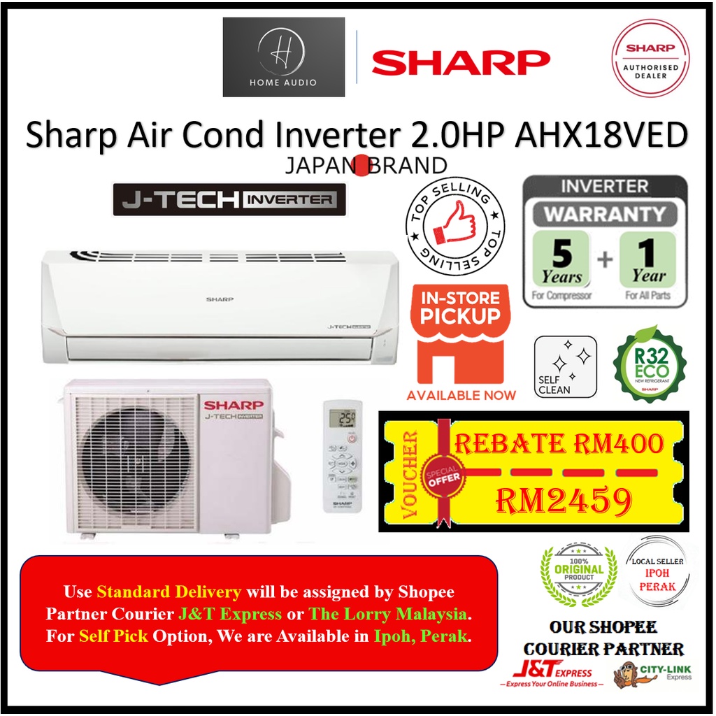 Sharp Air Cond Inverter 2.0HP R32 J-Tech Inverter Air Conditioner ...