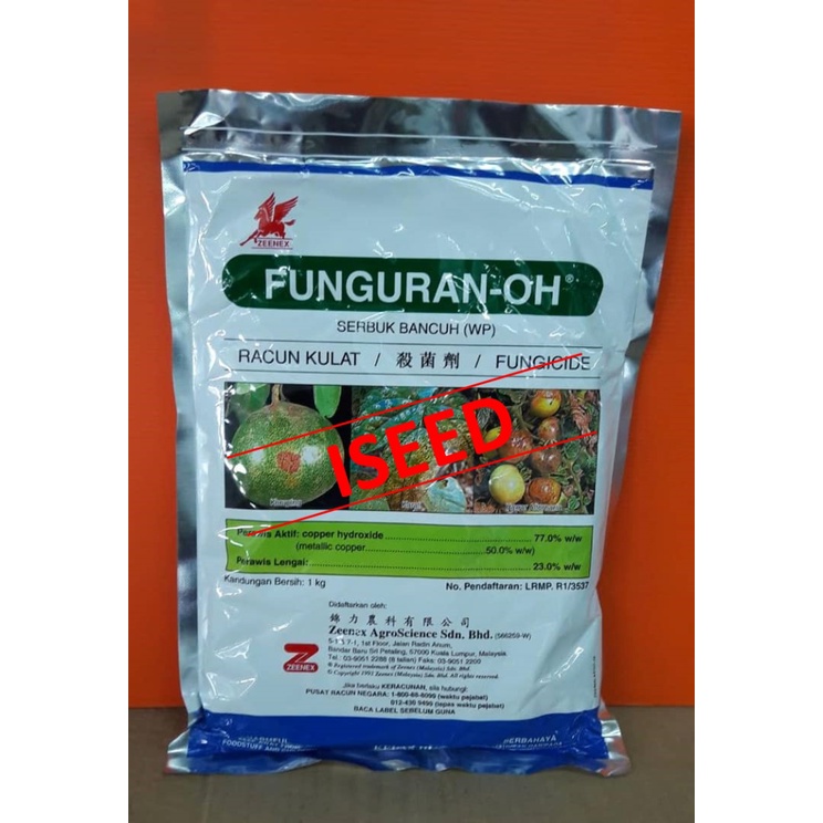 ZEENEX FUNGURAN OH 1KG Active Ingredient : Copper Hydroxide 77% Racun ...