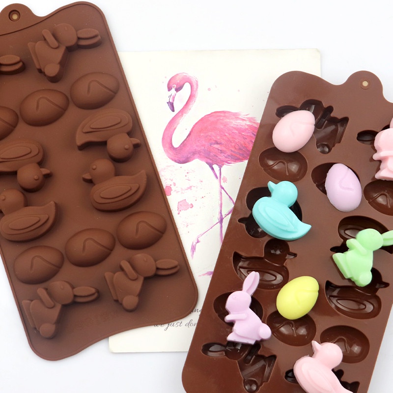 14 Cav Duck Egg Easter Silicone Mold Jelly Chocolate Mould Itik Telur ...
