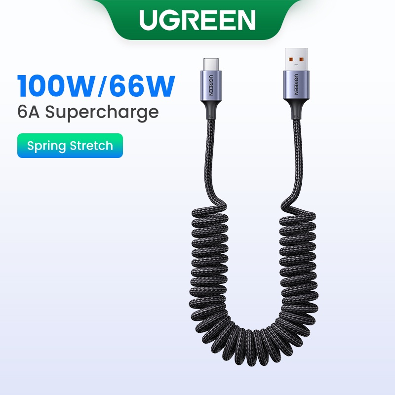 UGREEN 100W 6A Spring USB Type C Cable for Car Styling Storage Flexible ...