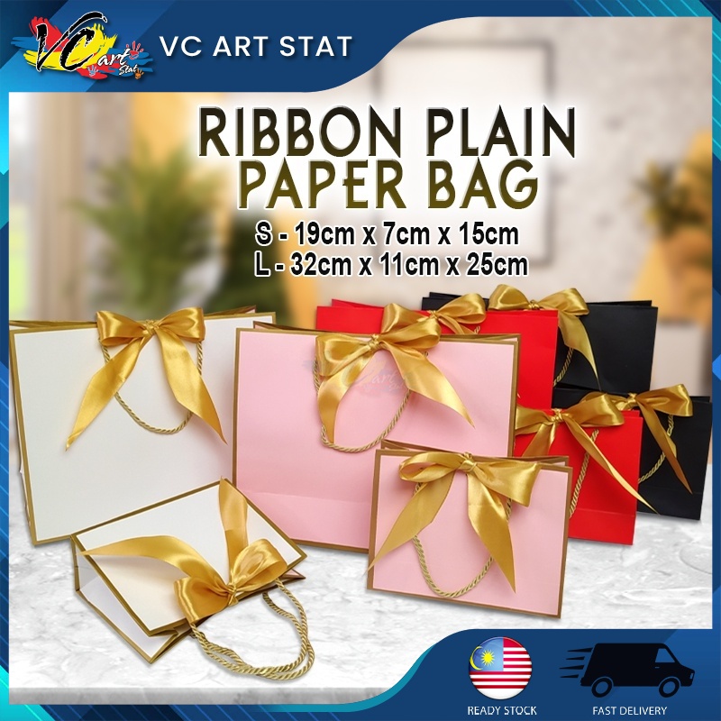 VC Art Minimalist Ribbon Luxury Gift Plain Paper Bag Doorgift Souvenir ...