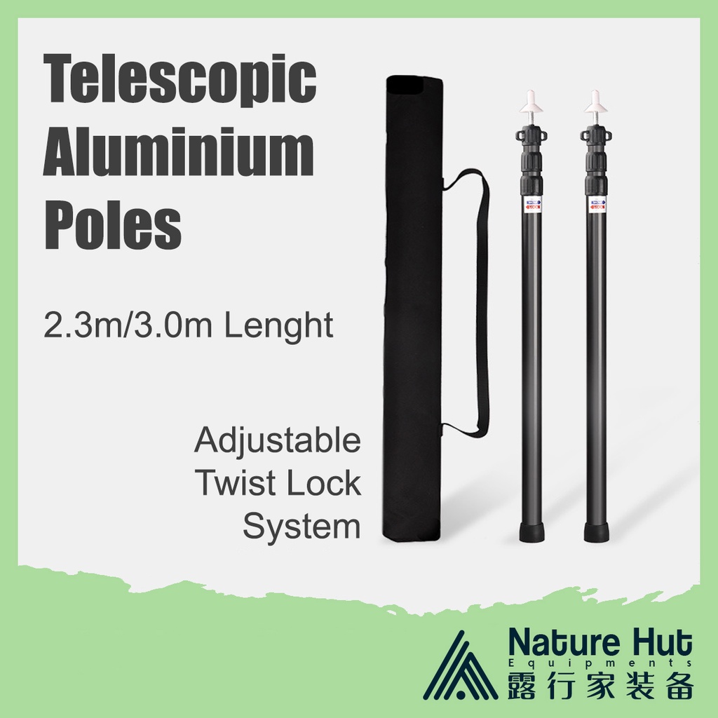 Telescopic Aluminium Pole Outdoor Camping Tent Tarp Flysheet Adjustable ...