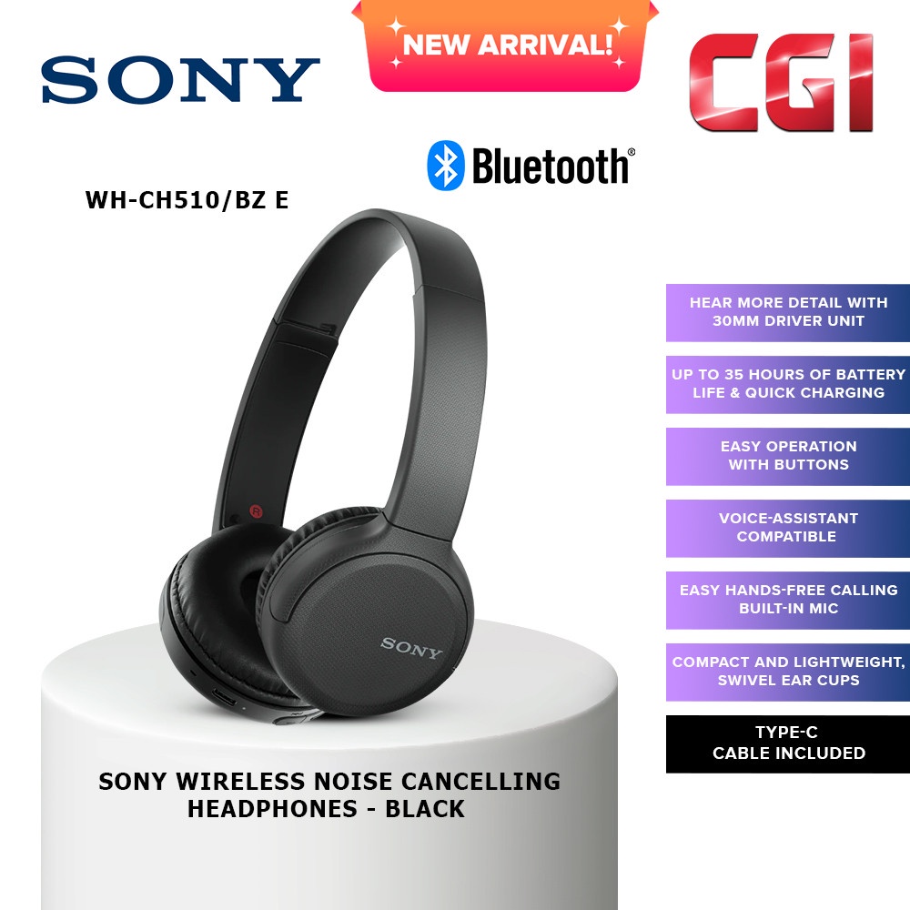 Sony WH-CH510/BZE Wireless Headphones - Black | Shopee Malaysia