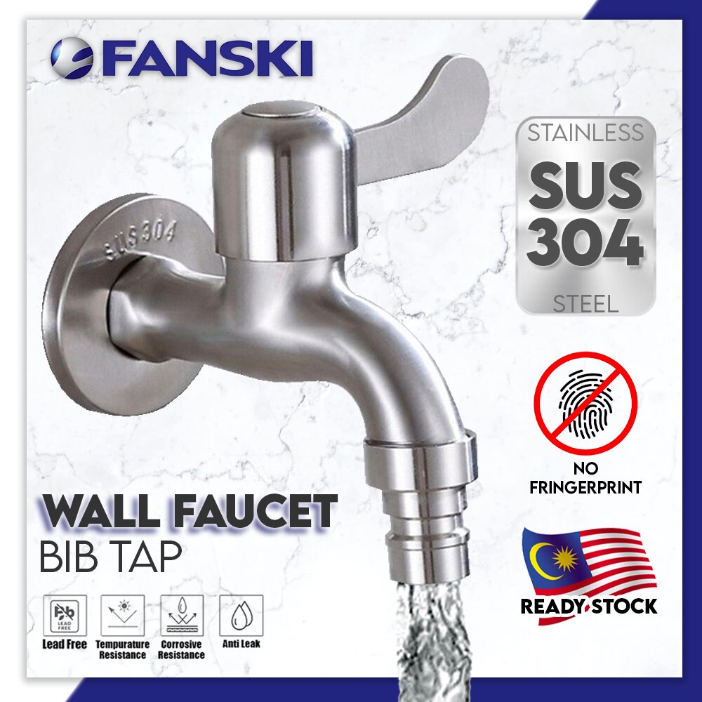 Stainless Steel SUS 304 Kitchen Faucet Wall Bib Tap | Shopee Malaysia