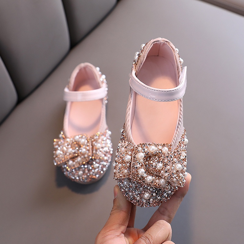 New Childrens Shoes Pearl Rhinestones Shining Shoes for Kids Girls ...