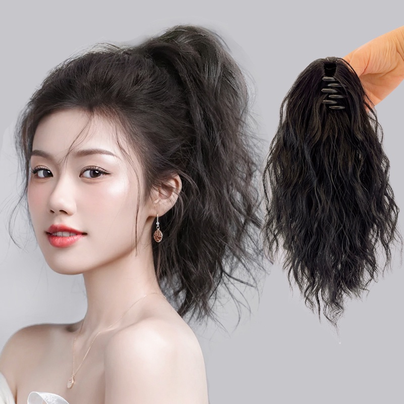 Rambut palsu ekor kuda perempuan klip kecil simulasi ekor kuda tinggi ...