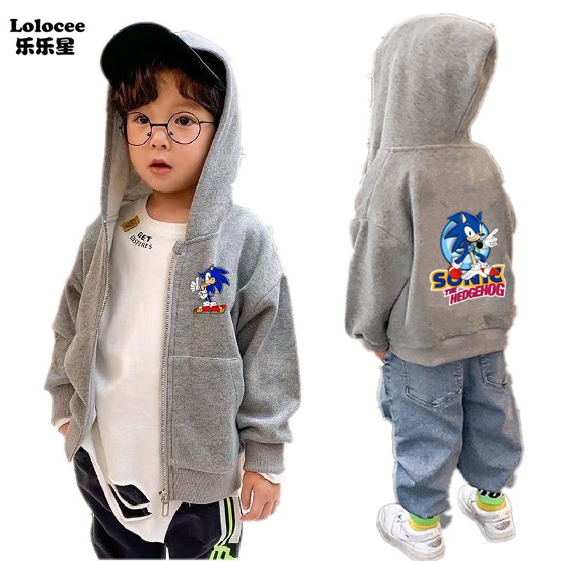 2023 Spring Sonic the Hedgehog print Boys Hooded Coat Jacket Kids ...