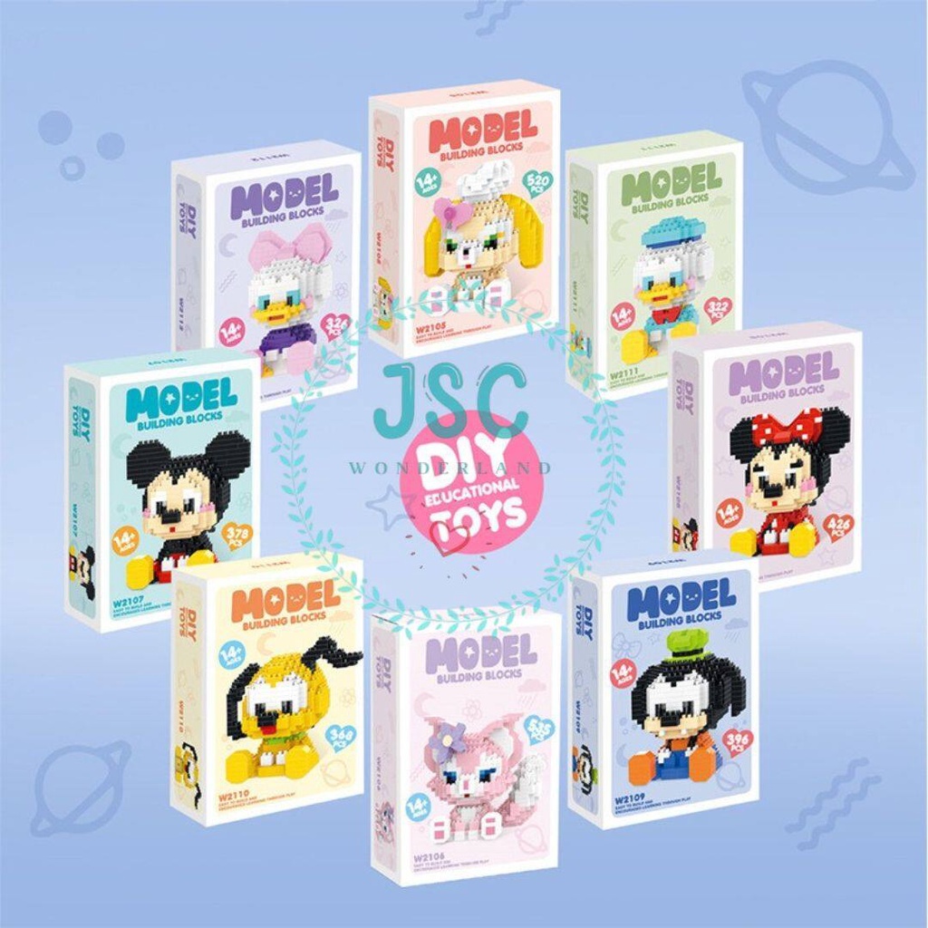 Miniature Cute Building Blocks Disney Theme DIY Christmas Toys Gifts StellaLou LinaBell Minnie ...