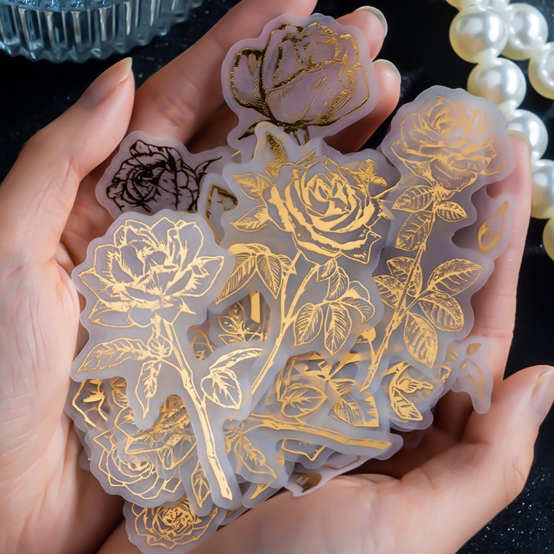 Journamm 40pcs/pack Gilding Craft Stickers Litmus Paper Flower Sticker ...