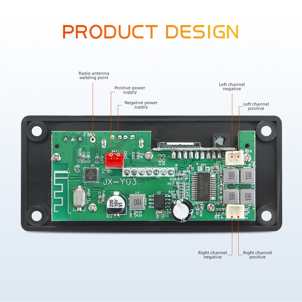 2*60W 120W Amplifier Bluetooth 5.0 MP3 Decoder Board DC 12V 24V Music ...