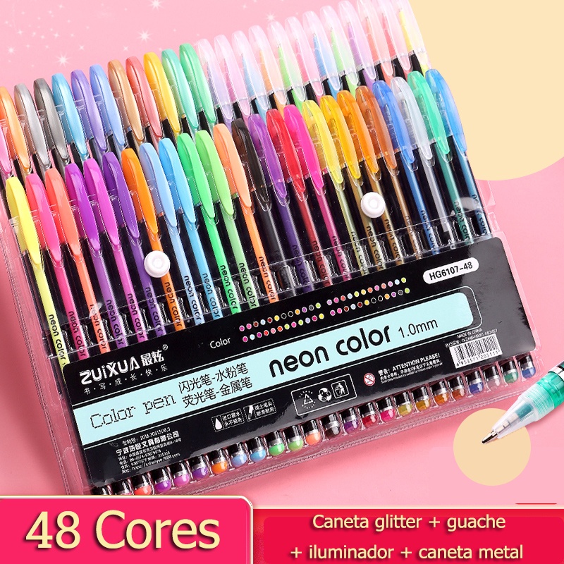 12/24/48 Colors Marker Set Glitter Gel Pen for Coloring Books Journals ...