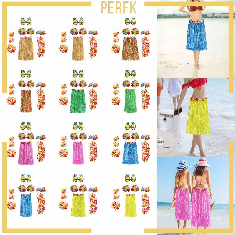 [Perfk] hawaiian Skirt Costume Set Fancy Dress Luau National Dress ...