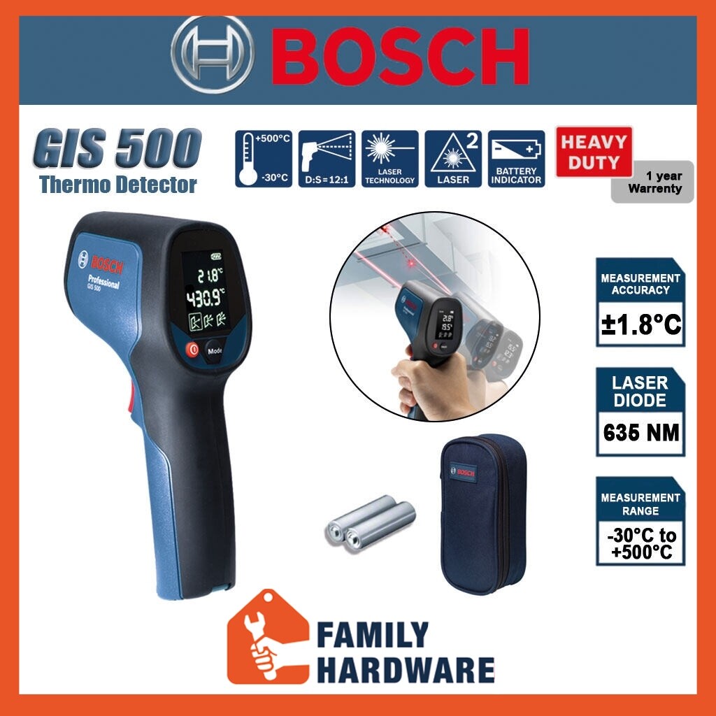 BOSCH GIS 500 Press & Go Temperature On Hand Thermo Detector GIS500 Thermometer Alat Pengukur ...