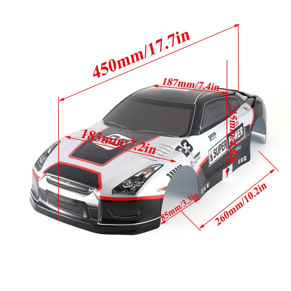 1/10 RC Car Shell Painted Body 195/190mm Width PVC Cover with Tail for 1:10 Racing Hobby Drift ...