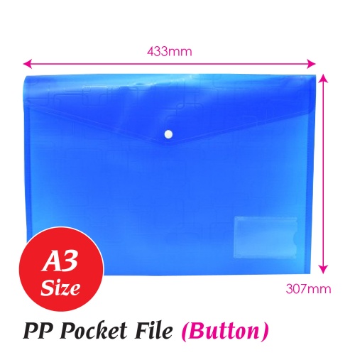 PP Pocket File with Button | A4 and A3 | Button Pocket File / Poket ...