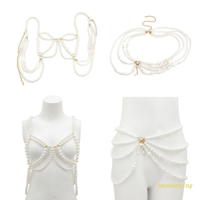 Ivy Pearls Body Jewelry Chest Chain Pearl Bra Chain Pearls Body Chain ...