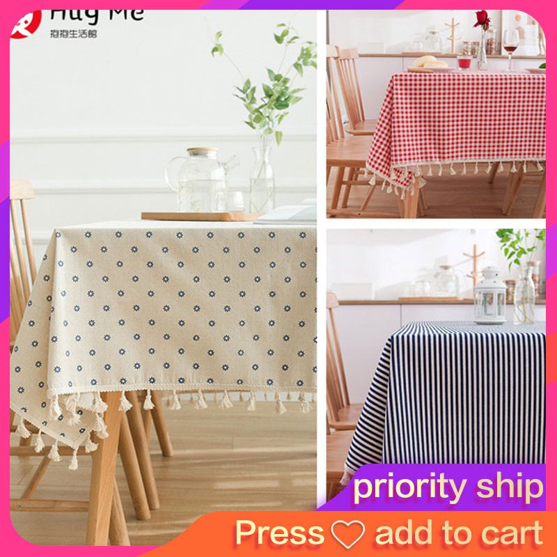 Table Cloth 🔴 Nordic Cotton Daisy Macrame Alas Meja Kain Dustproof 🇲🇾 ...
