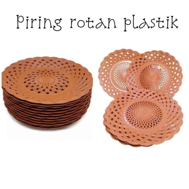 1 pack of plastic rattan plates contains 12 pcs | Shopee Malaysia