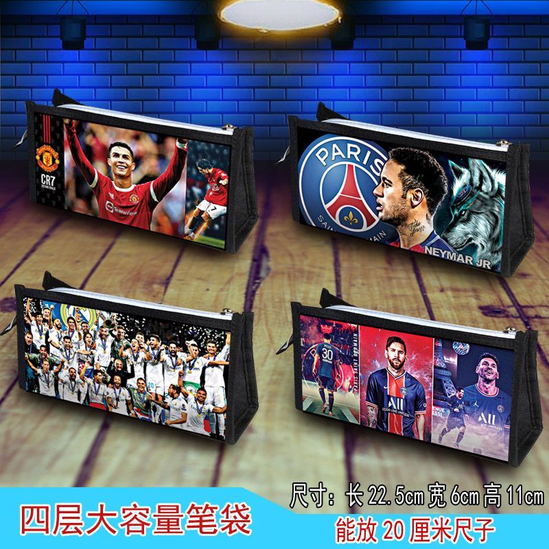 Football Idol Messi/ Ronaldo/ Neymar DIY Student School Pencil Box ...