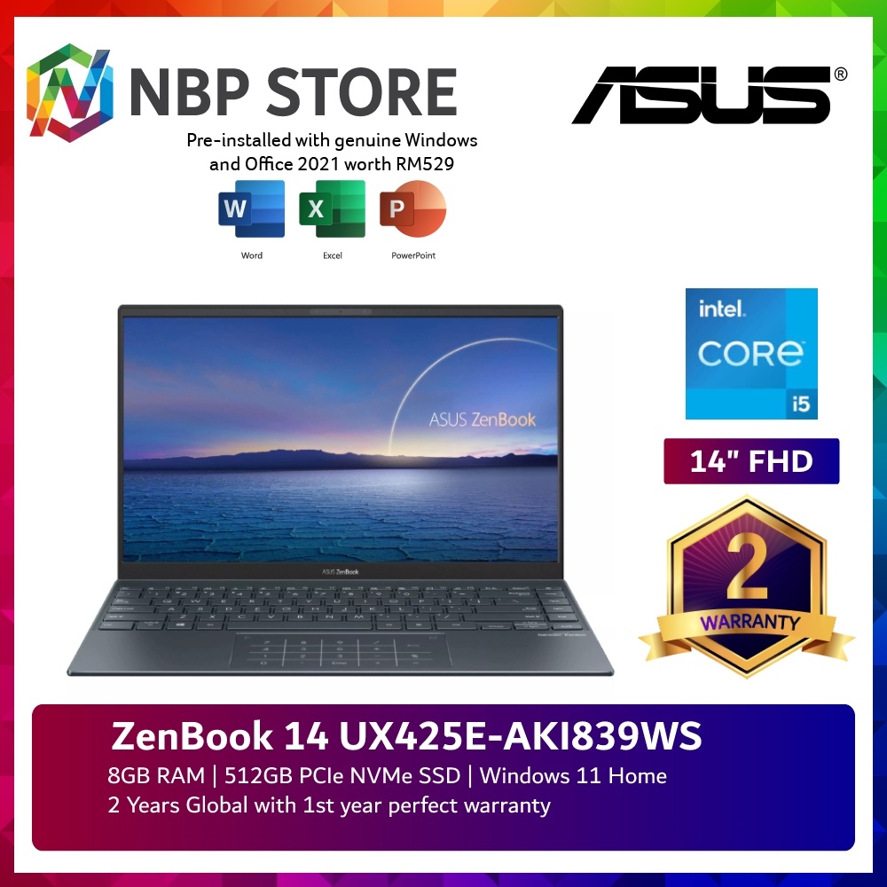 Asus ZenBook 14 UX425E-AKI839WS 14'' FHD Laptop Pine Grey | Shopee Malaysia