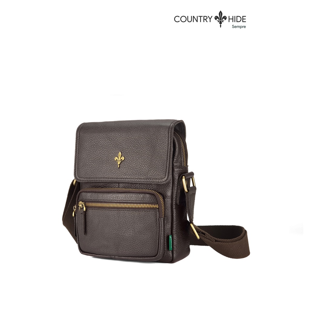 COUNTRY HIDE SEMPRE Top Grain Cowhide Crossbody Sling Bag with Zipper ...