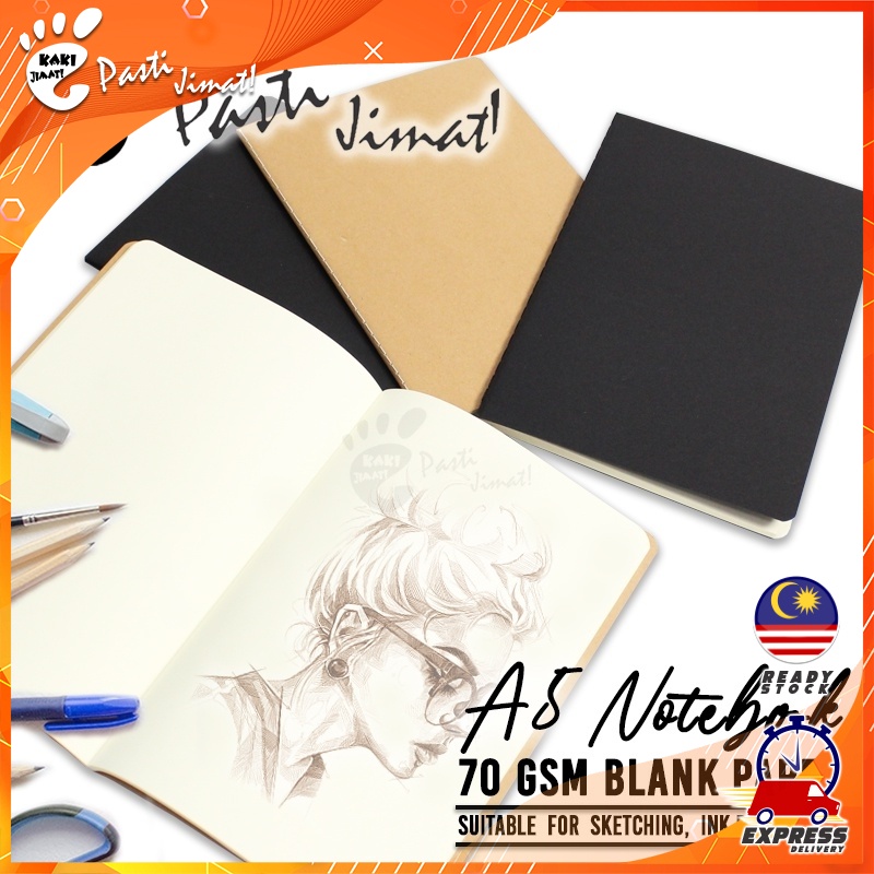 Kaki Jimat A5 Blank Paper Notebook 70gsm 38pages Thread Bound Acid Free ...