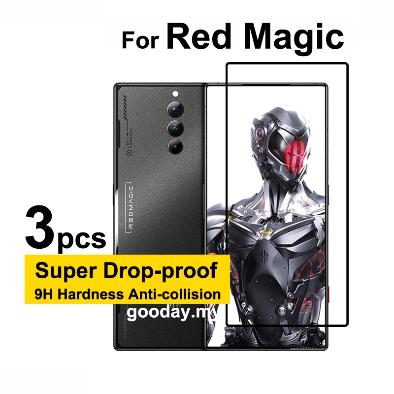 3Pcs Red Magic 8 Pro Screen Protector Full Coverage Tempered Glass For ...