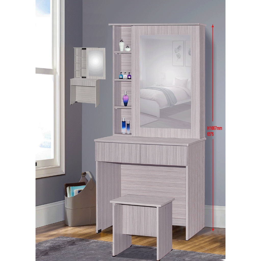 AMIRA Meja Make Up Table Sliding Door Dressing Table With Mirror Meja ...