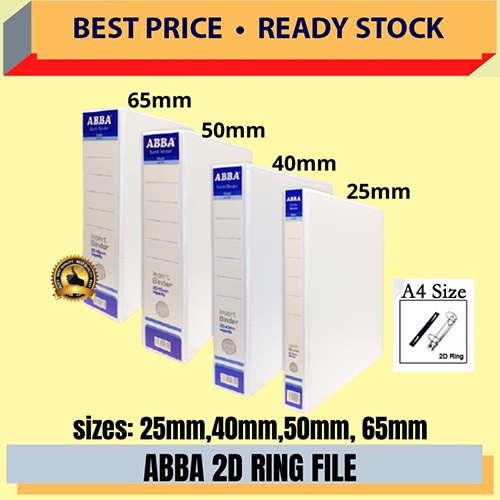 ABBA 2D PVC Ring File (A4) / Fail Kulit Keras / White File / Fail Putih ...