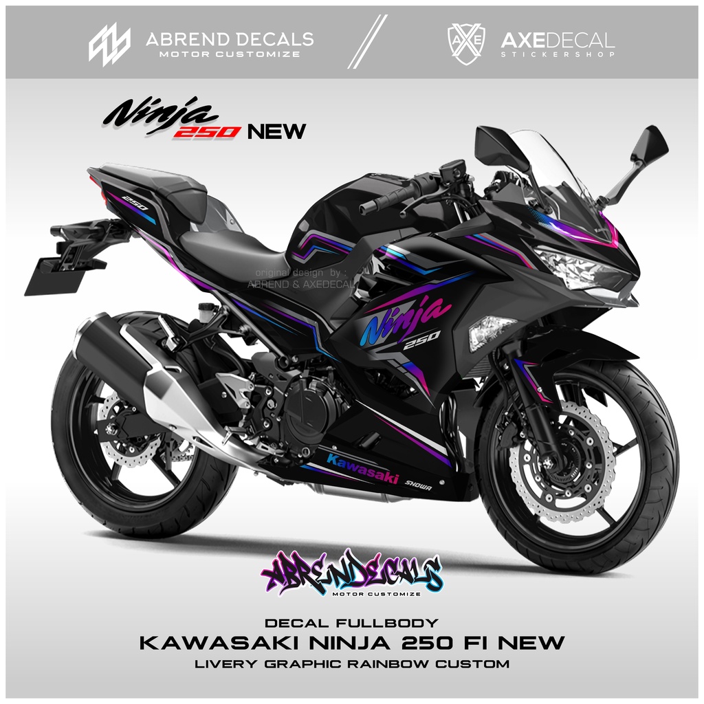 Decal FULLBODY NINJA 250 FI NEW 2018-2022 RAINBOW/KAWASAKI NINJA FI ...
