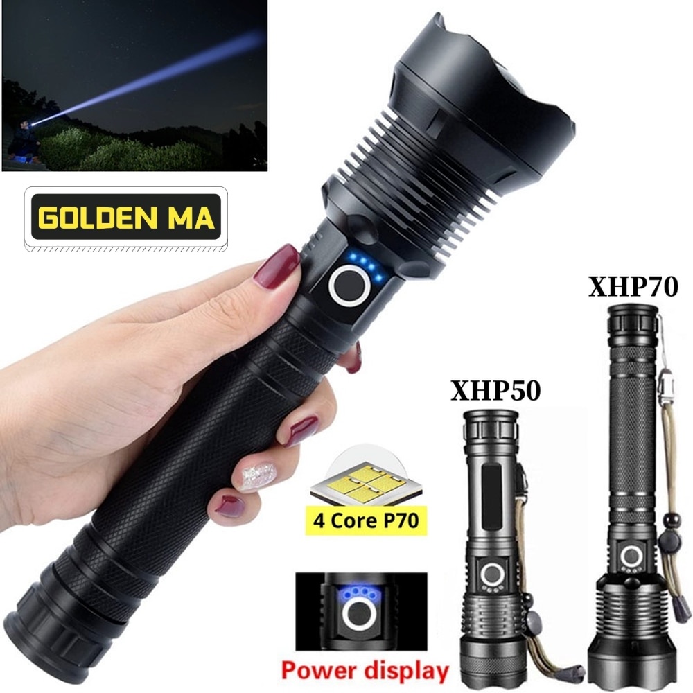 Super Bright 4 Core P70 LED Flashlight Zoomable Torch Light with ...