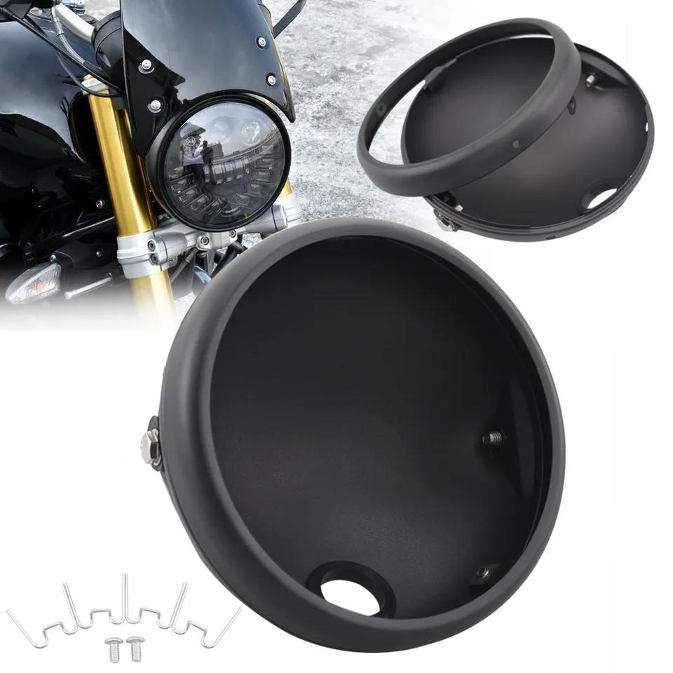Universal Motorcycle 7 Inch Headlight Outside Shell Side Mount Holder ...