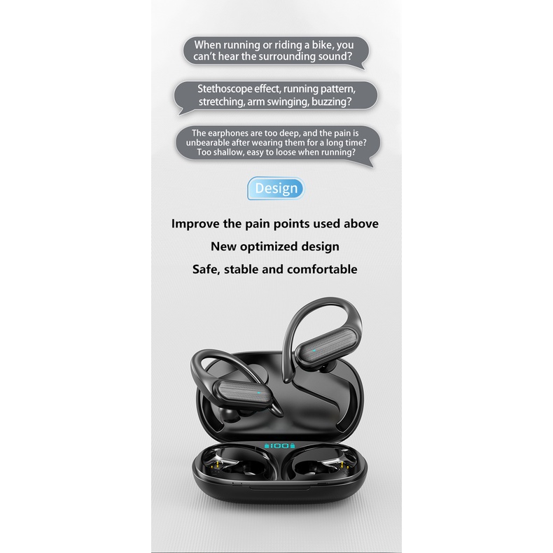 Philips TWS Bluetooth 5.0 Earphone Wireless Ear Hook Earphones Bone ...