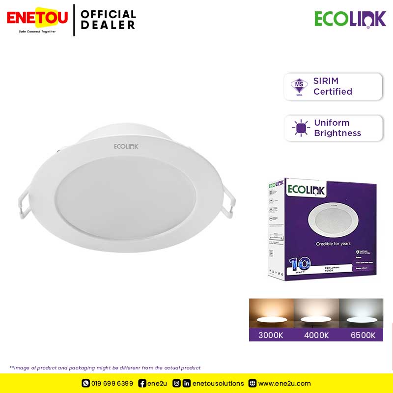 ECOLINK 10W LED DOWNLIGHT 190B LED8 D125 (830 | 840 | 865) | Shopee ...