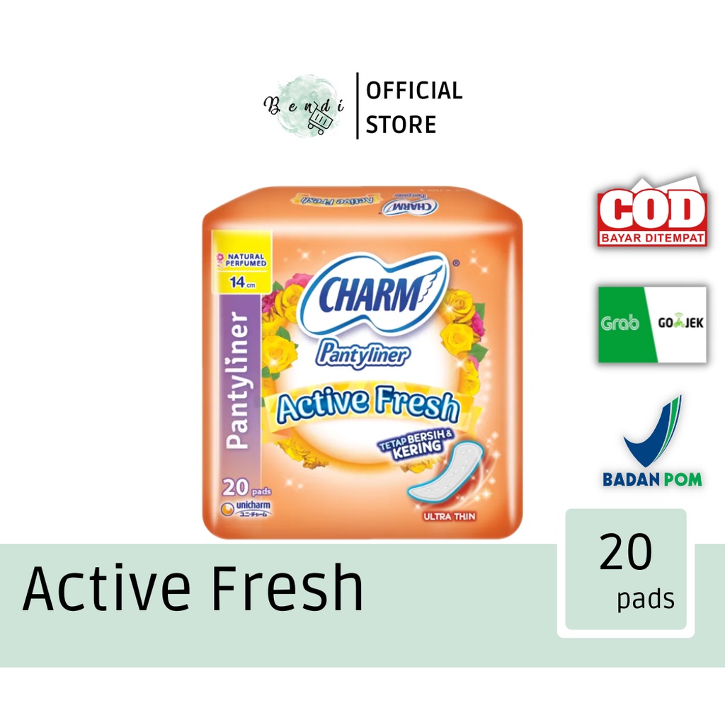 Charm Pantyliner Active Fresh Ultra Thin Non Perfumed 20 pads | Shopee ...