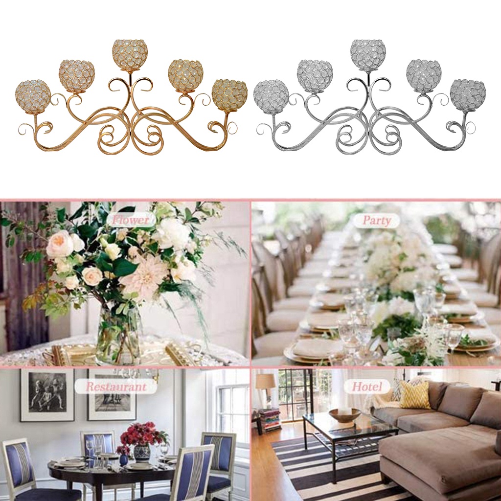 [simpleloveMY] 5 Arms Crystal Candelabra Candle Holders Table Wedding ...