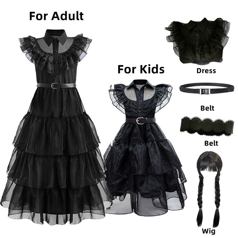 Wednesday Addams Cosplay For Girl Costume 2023 New Vestidos For Kids ...