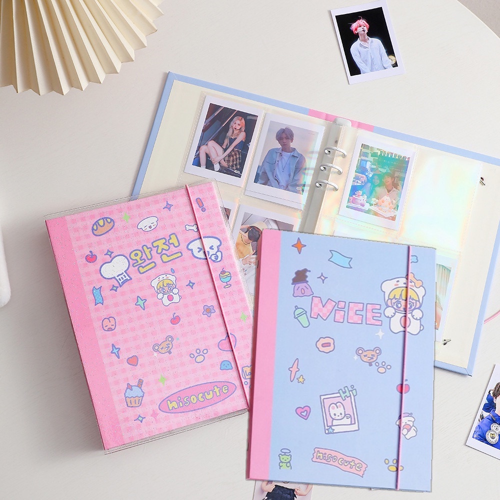 Ins A5 Binder Album with Elastic Band 6 Holes Loose Leaf Cartoon Photo ...