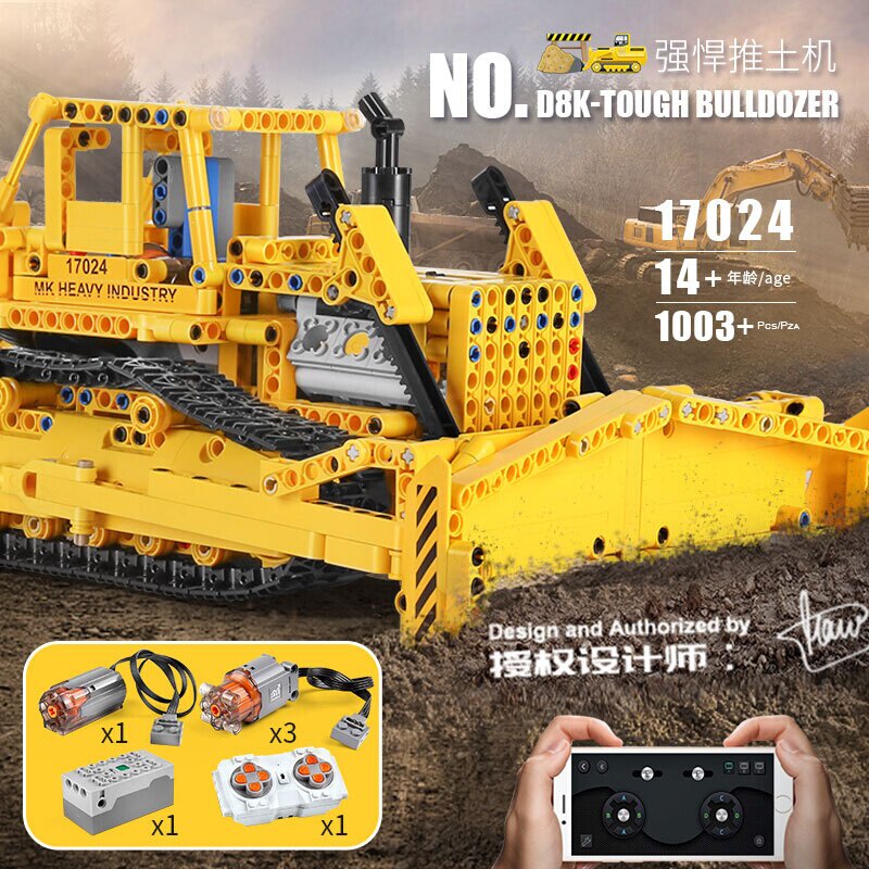Mould King 17024 Technic Bulldozer Remote Control Caterpillar D8K 1:20 ...
